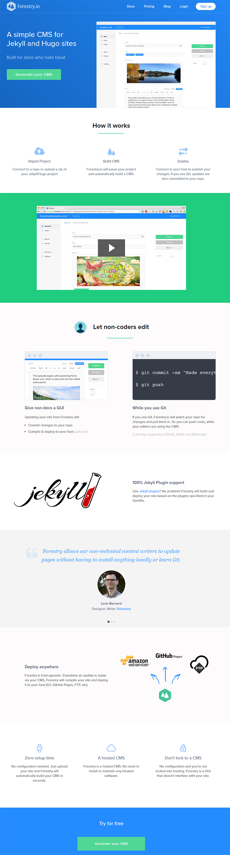 Forestry.io: Simple Jekyll & Hugo CMS Tool | Bypeople
