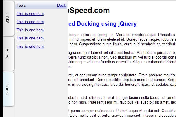 Advanced docking using jQuery – Janko At Warp Speed | Bypeople