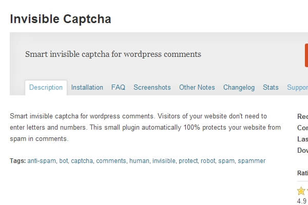 WordPress › Invisible Captcha « WordPress Plugins | Bypeople