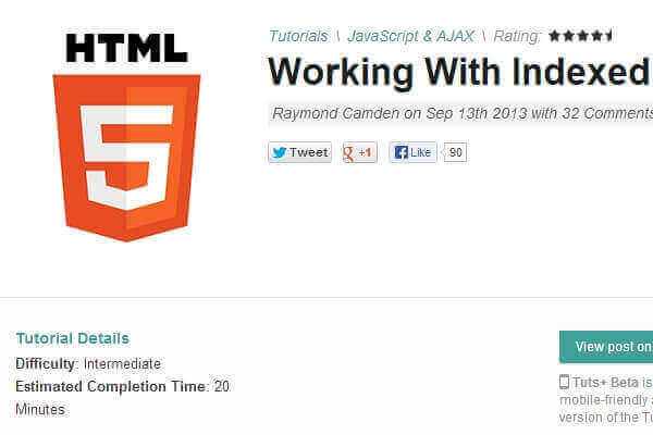 Working With IndexedDB | Nettuts+ | Bypeople