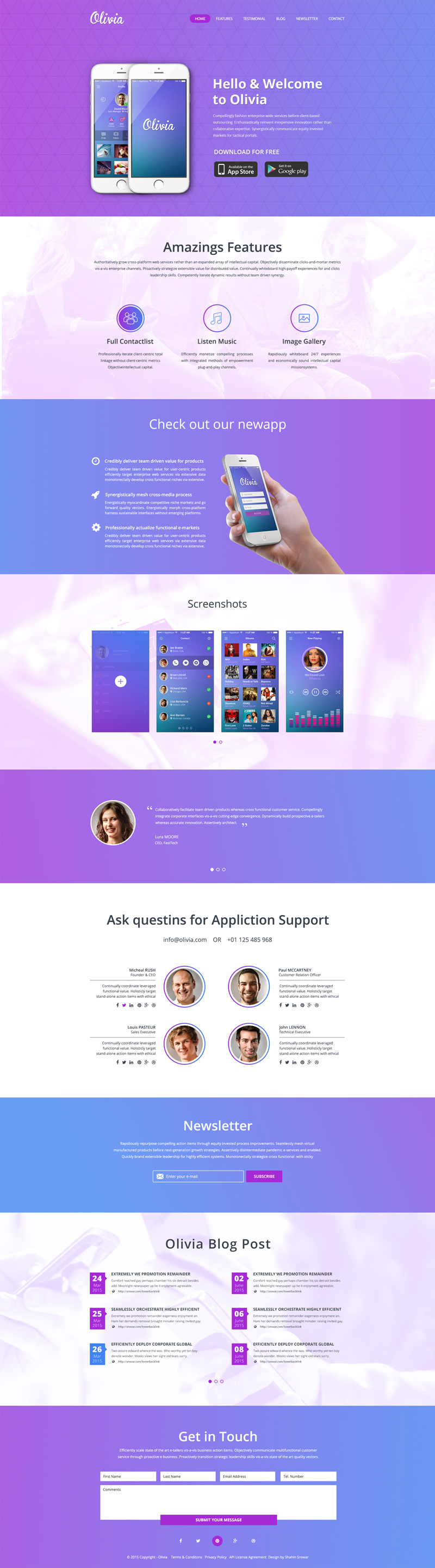 Olivia: One-Page Landing Page PSD Template | Bypeople