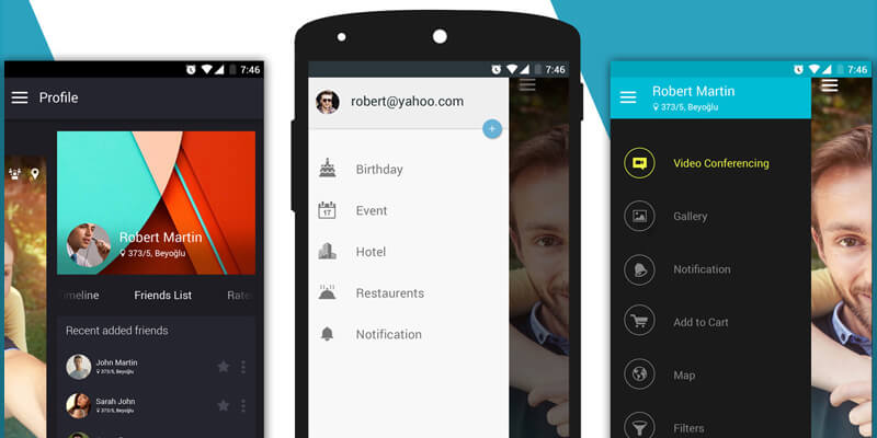 Side Menu Material Design UI Kit - ByPeople
