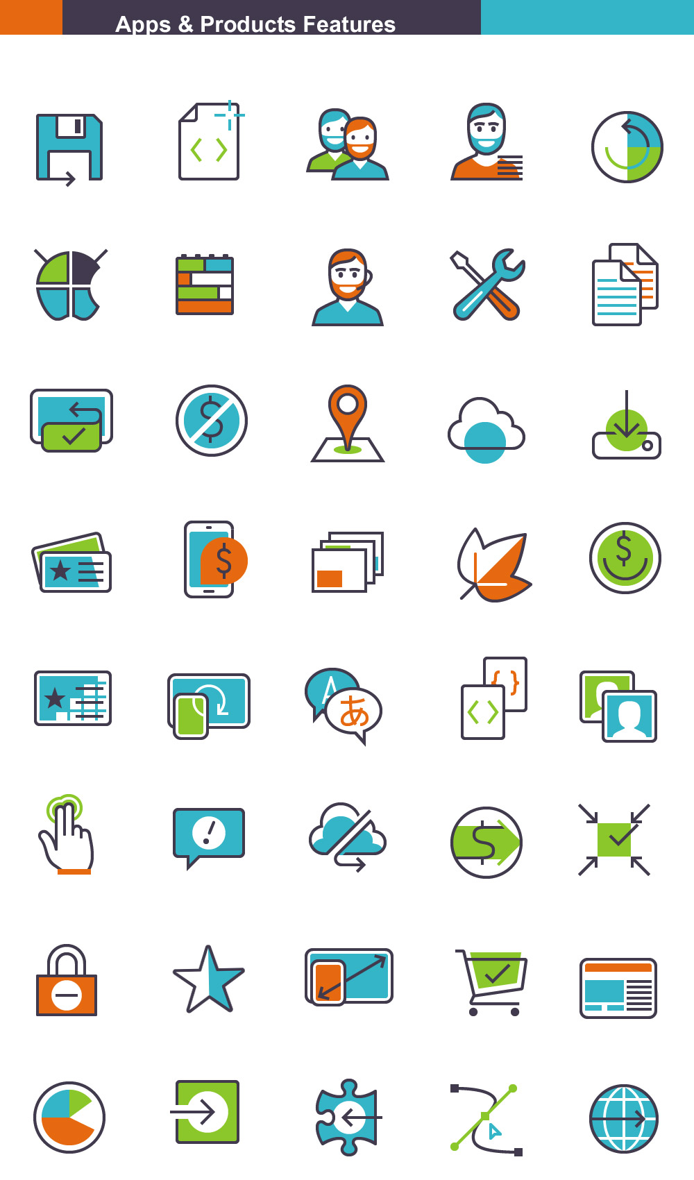 Apps And Products Features Icon Set | Bypeople