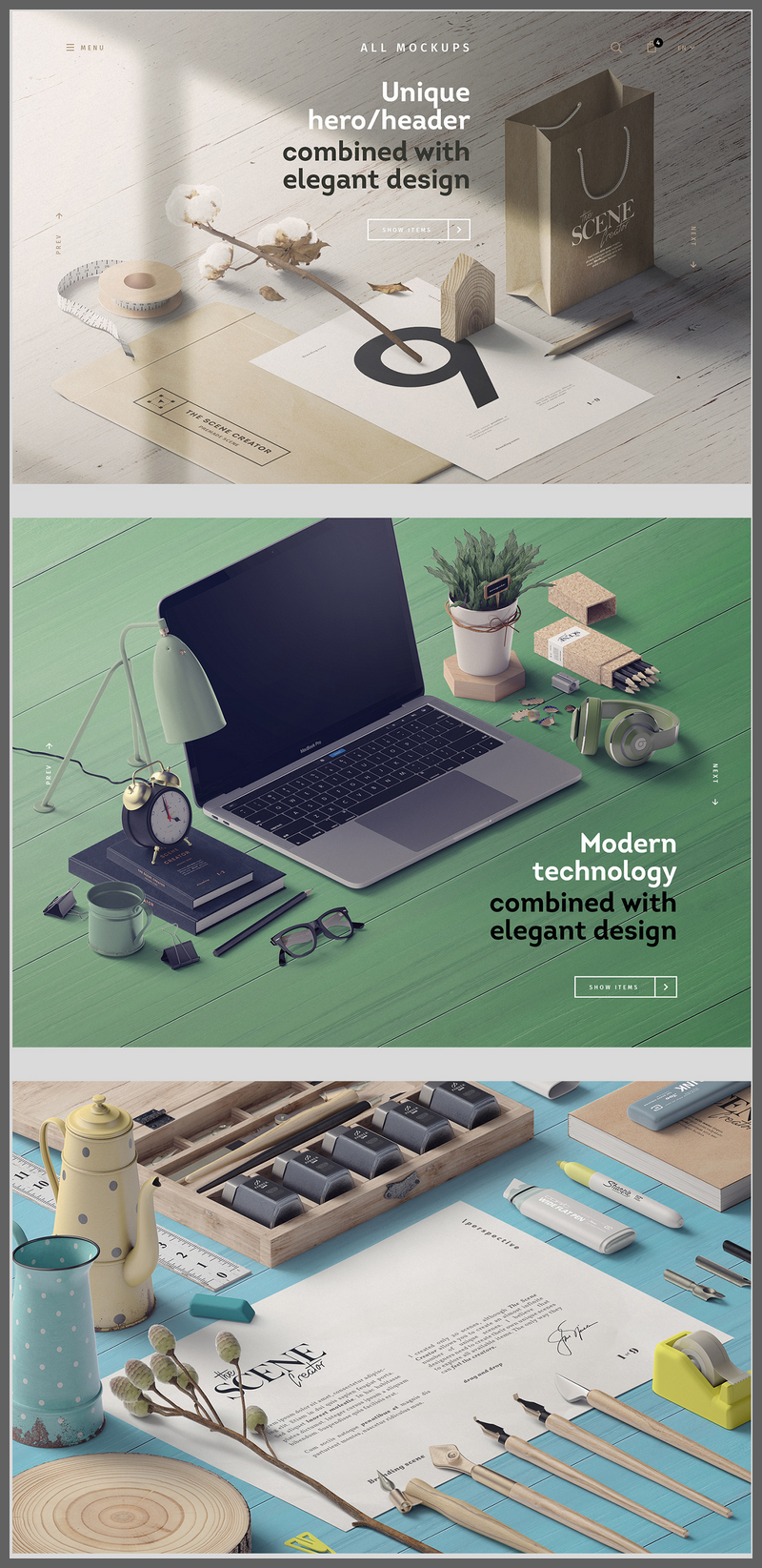 Free Scene Creator: 9 Premade Scenes, 93 Objects (PSD) - ByPeople