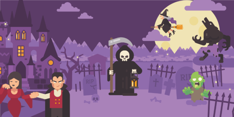Spooky Halloween Vector Designs Bundle: Scenes, Characters, Patterns ...