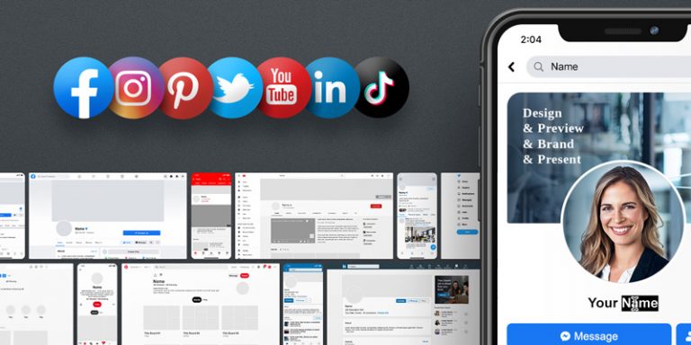 Social Media Profile Mockups Bundle – PSD Files, Every Major Platform ...