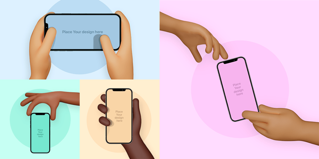 3D Hands iPhone Mockups Pack for Sketch & Photoshop