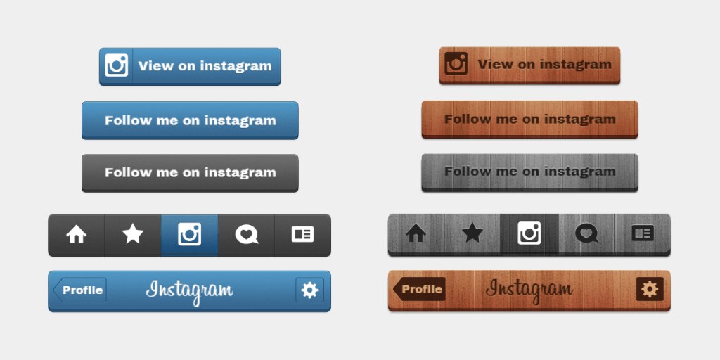 Instagram Button Pack: 500 Sleek Editable PSD Buttons | Bypeople
