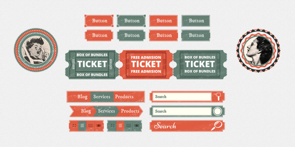 Retro Vintage GUI PSD: Go Back To The Past With This 1000 Items ...