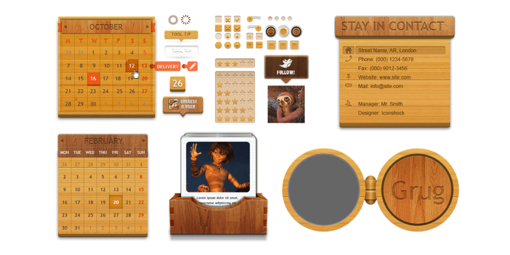 Wooden GUI Set: More Than 1000 Design Elements For Your Next Web ...