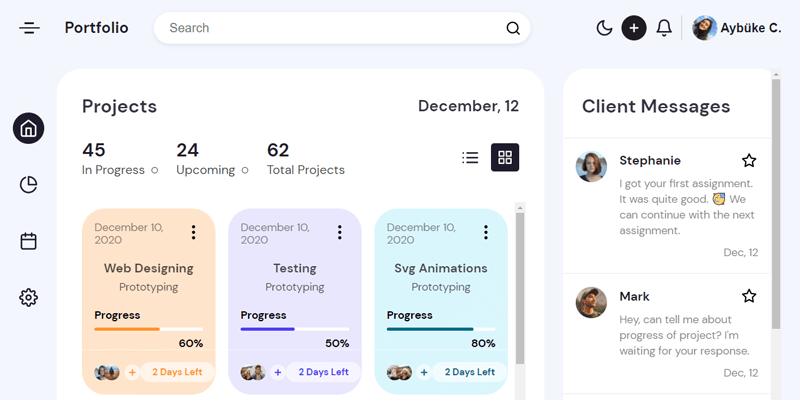 Project Management Dashboard UI – Snippet | Bypeople