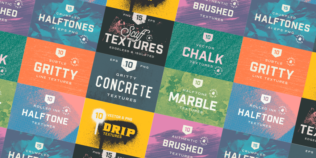 Vector Distressed Textures Pack – Grunge, Halftones, Brush Strokes & More