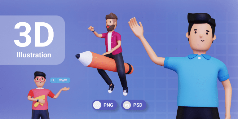 3D Character Illustrations Pack – 140+ Use-Ready Files & Editable Scenes