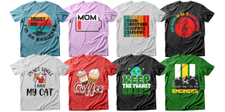 Text T-Shirt Designs Pack, 400 Illustrated Slogans & Quotes