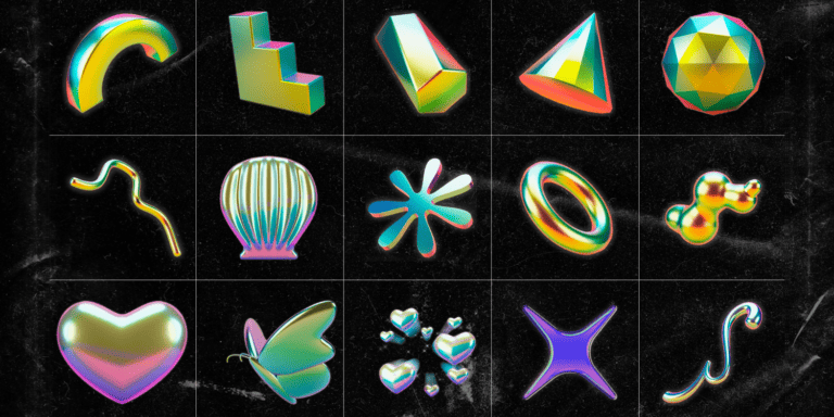 A large collection of abstract 3D shapes with over 400 organic, liquid ...