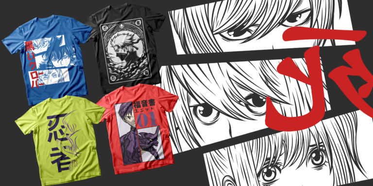 50 Anime T-Shirt Designs Pack – Print Ready Files & Editable Vectors