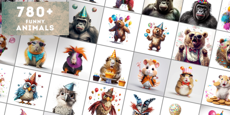 780+ Funny Animal Illustrations Pack – Transparent PNG Files, High ...