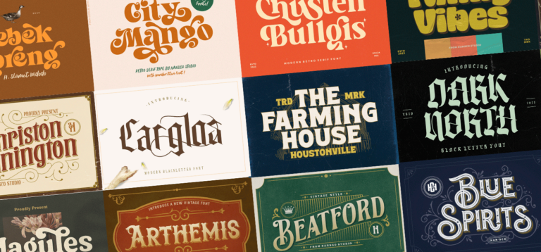 Introducing the Retro Vintage Fonts Collection. This package contains ...